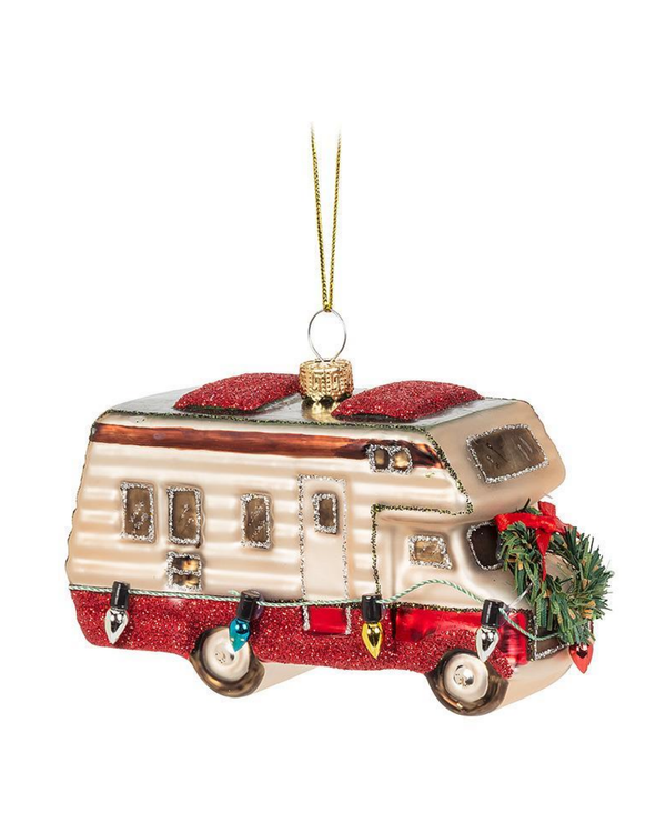 RV Camper With Lights Glass Ornament – Home Treasures & More