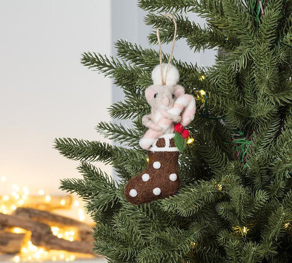Mouse In Stocking Ornament – Home Treasures & More