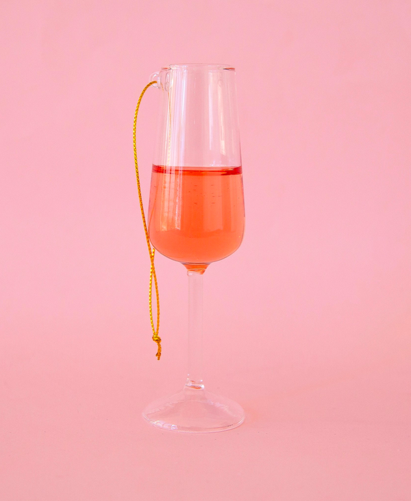 Sparkling Rosé Glass Ornament – Home Treasures & More