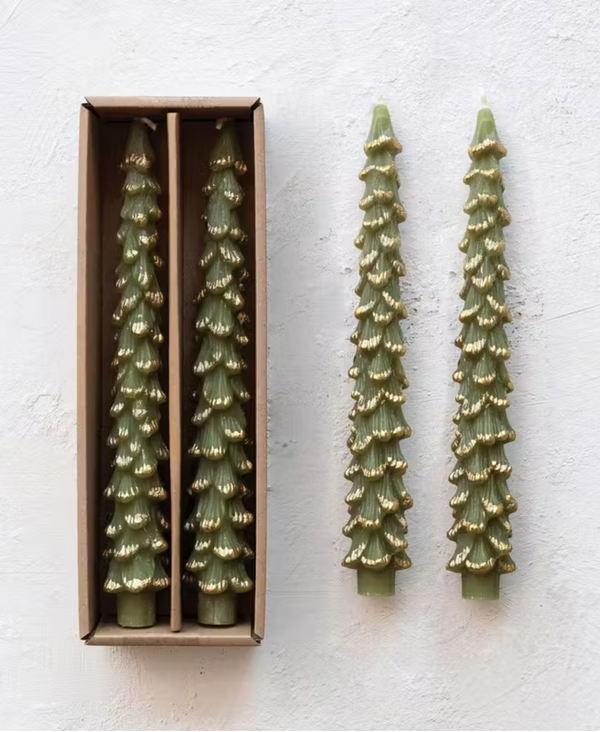 10" Unscented Tree Shaped Taper Candles With Gold Tips – Home Treasures ...