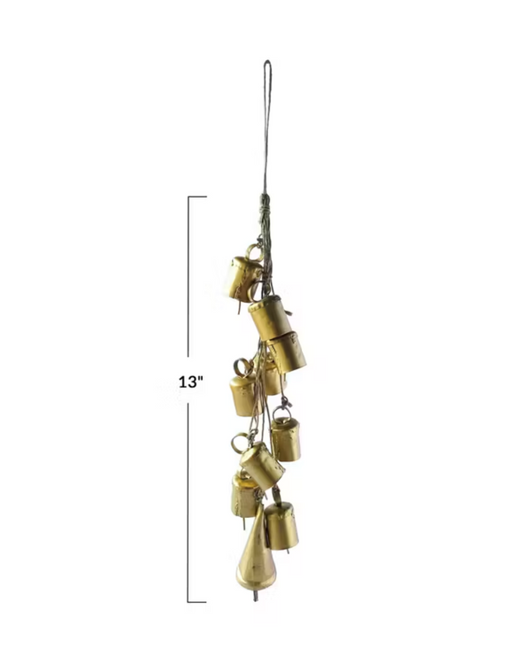 Handmade Hanging Metal Bells on Jute Rope, Gold Finish – Home Treasures ...