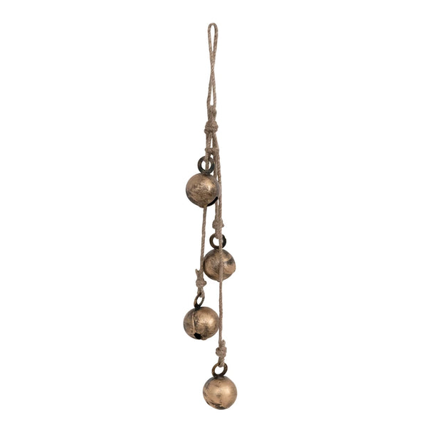 Hanging Metal Jingle Bells with Jute Rope, Antique Brass Finish – Home ...