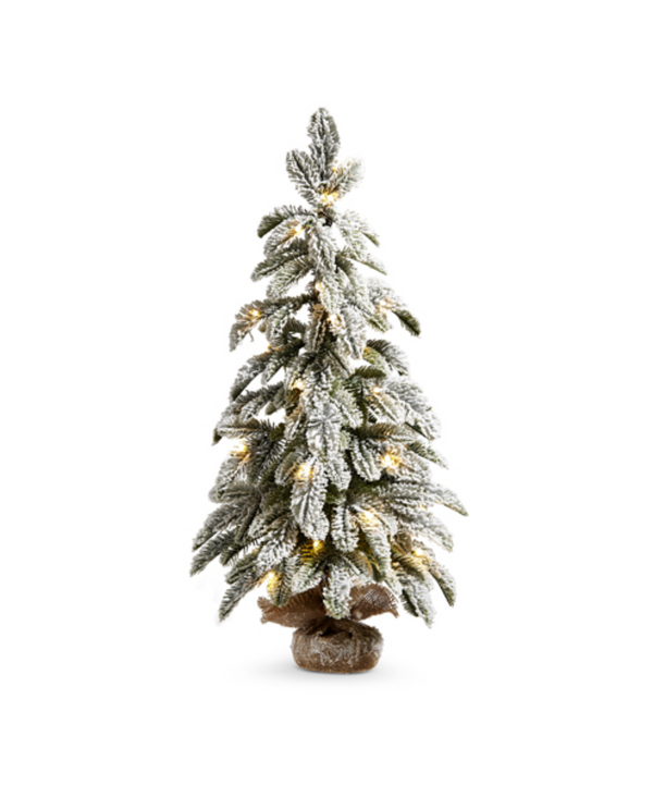 28" Lighted Flocked Pine Tree – Home Treasures & More