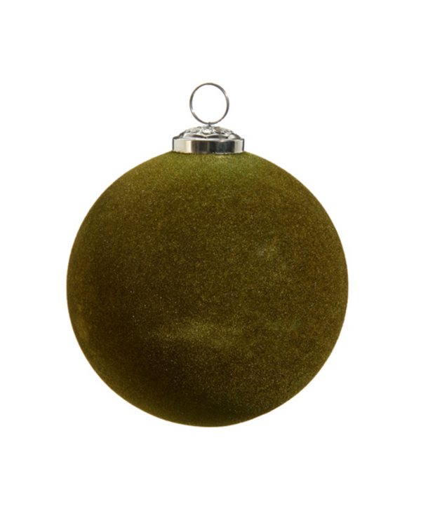 5" Olive Green Flocked Ornament – Home Treasures & More