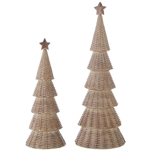15.5" Basketweave Trees With Star – Home Treasures & More