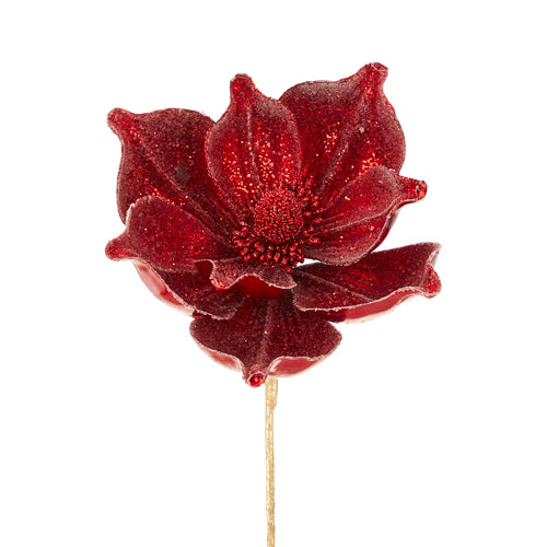 23" Red Glittered Metallic Magnolia Stem – Home Treasures & More