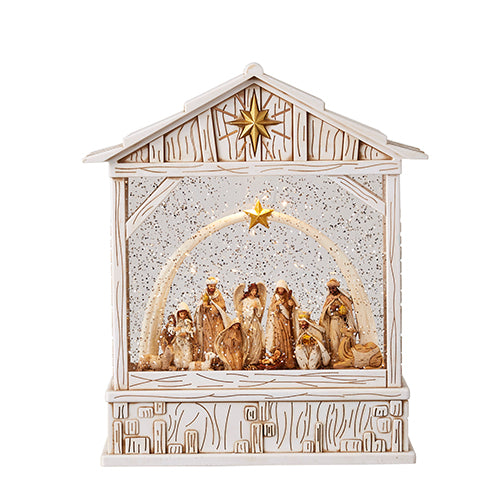 10" Nativity With Gold Star Musical Lighted Water Creche – Home ...
